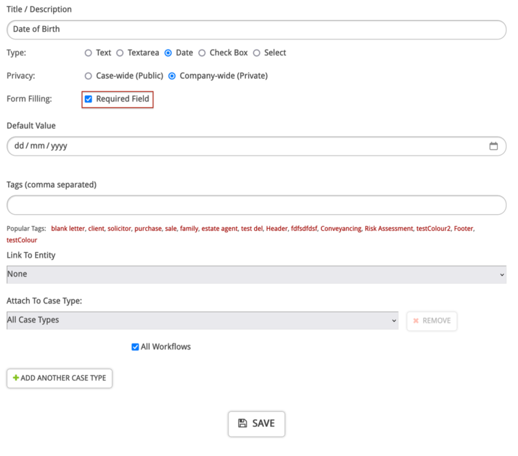 How to create a Required Field on a form