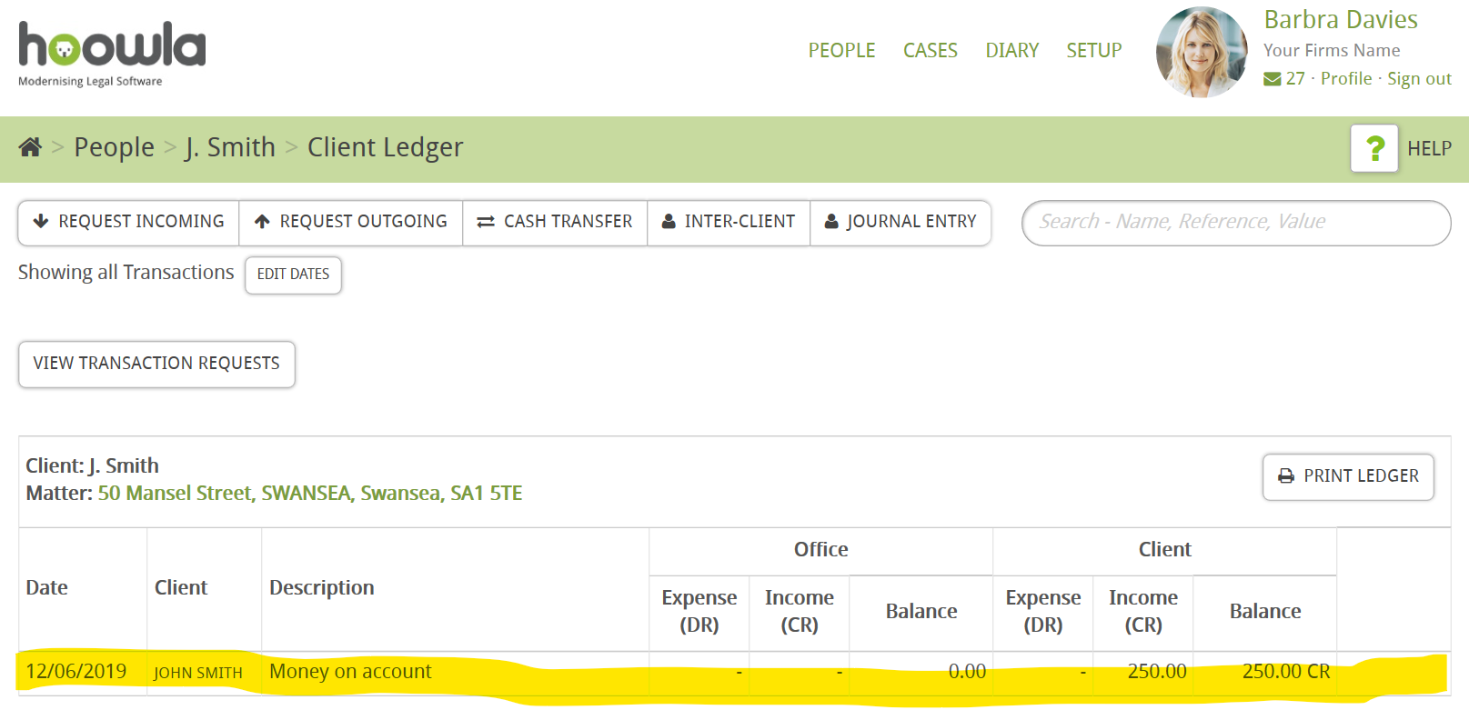 Making Payment Requests onto ledgers - Hoowla User Guides