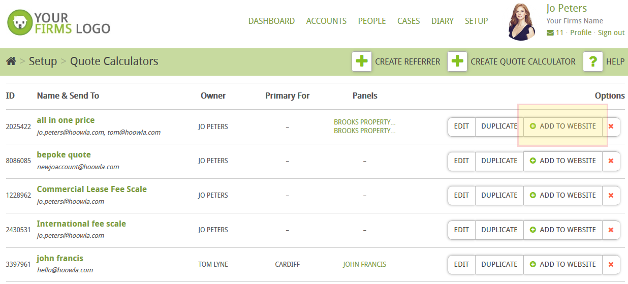 Quote notification emails - Hoowla User Guides