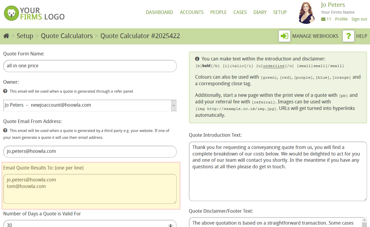 Quote notification emails - Hoowla User Guides