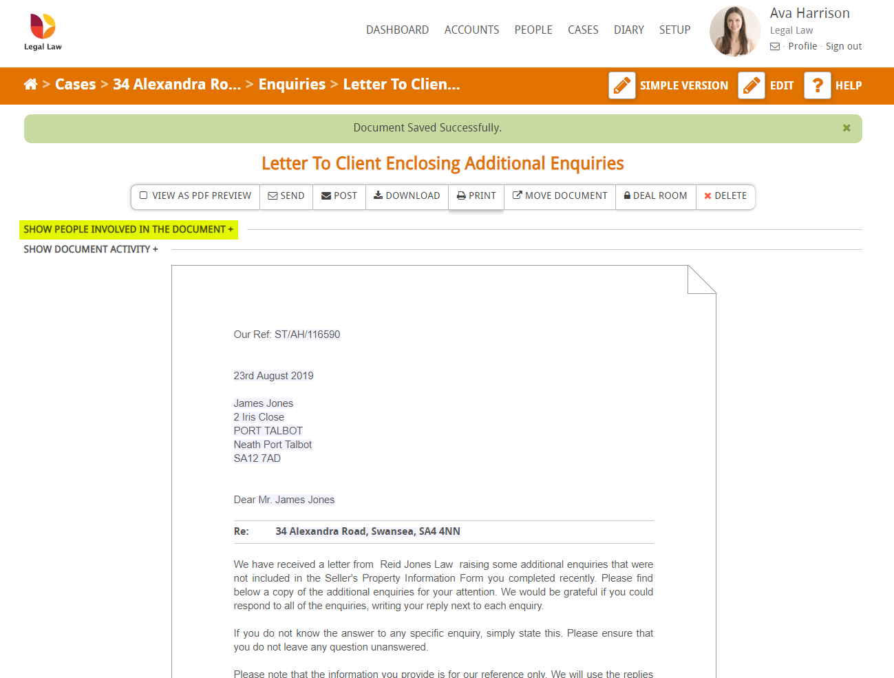 Copy letters to different recipients