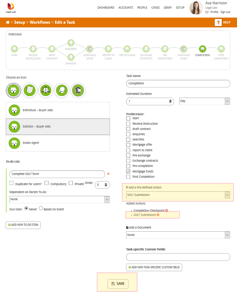 Add the submit Stamp Duty button to a workflow