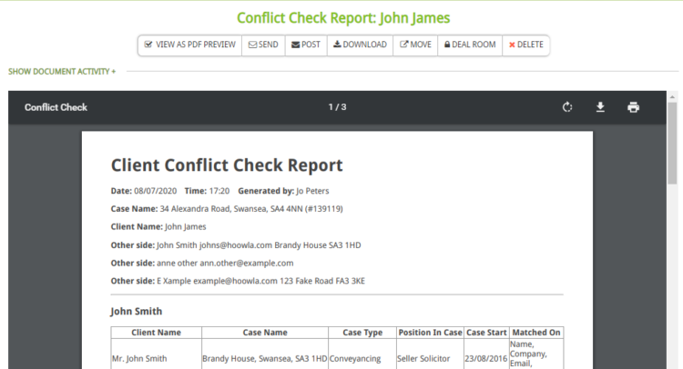 How to Perform a Conflict Check – Hoowla User Guides