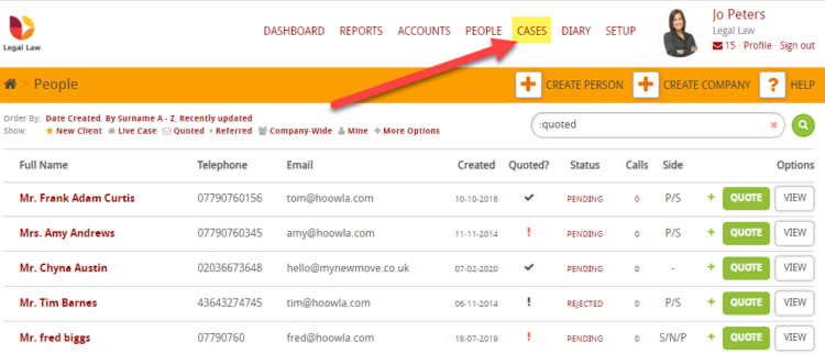 Understanding the Case List Screen - Hoowla User Guides